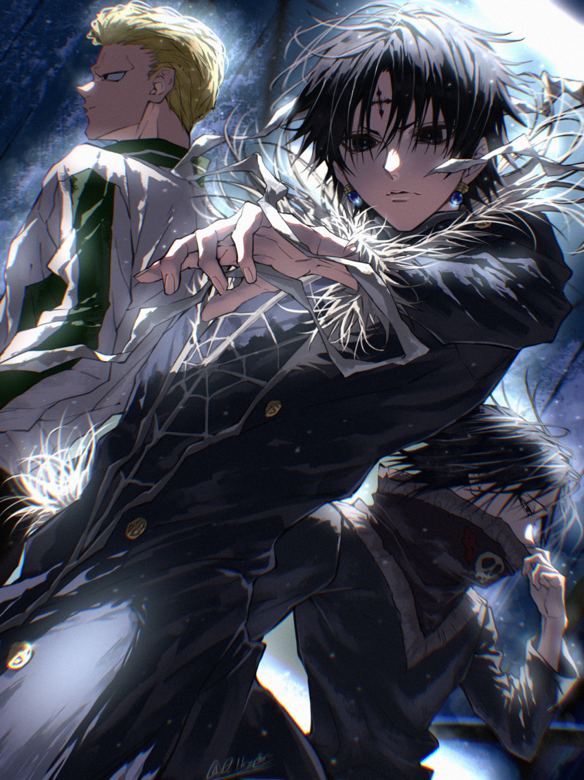 Safebooru - 3boys absurdres black eyes black hair black jacket blonde hair chrollo lucilfer ...