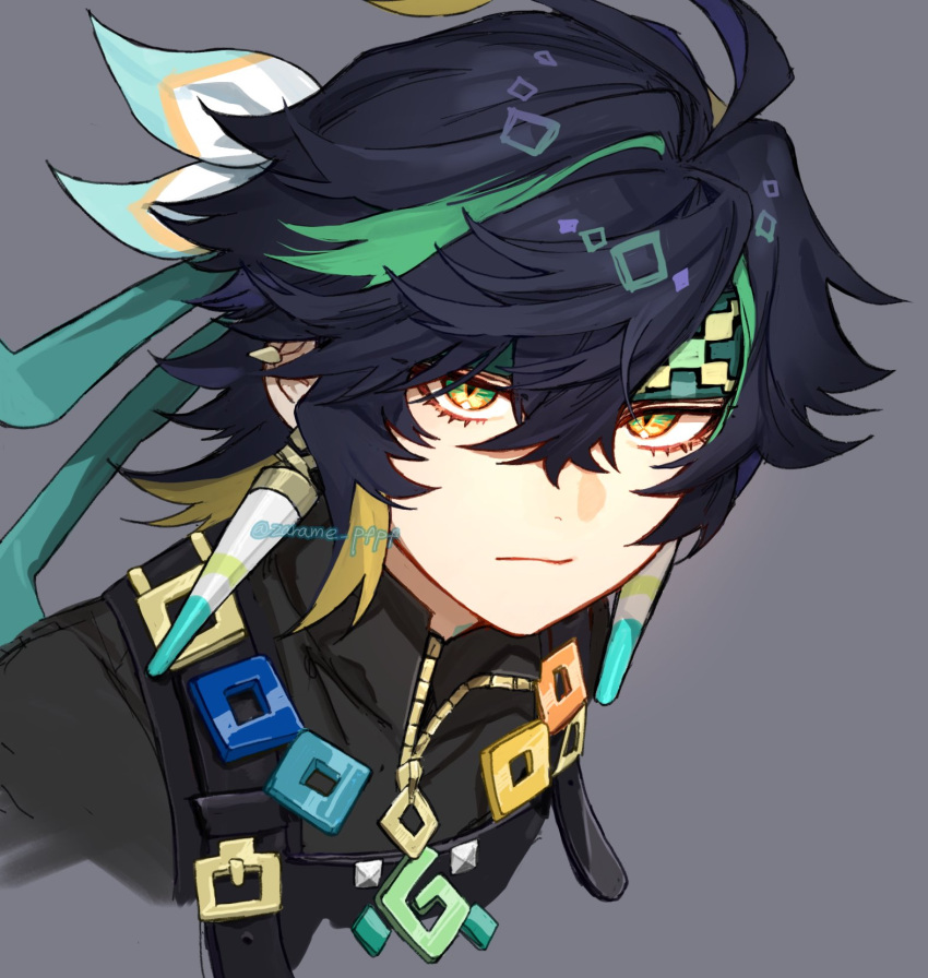 Safebooru - 1boy black hair blonde hair closed mouth commentary request ...