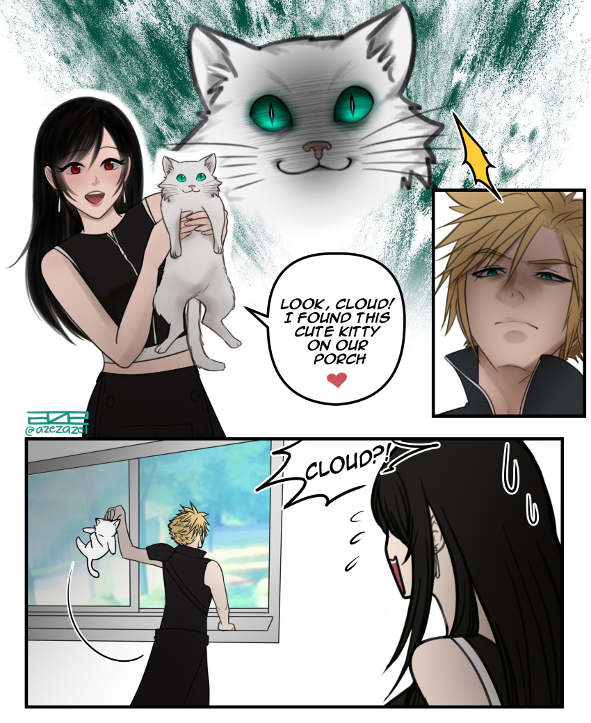 Safebooru - 1boy 1girl absurdres animal apron azezazel bare arms bare shoulders black apron ...