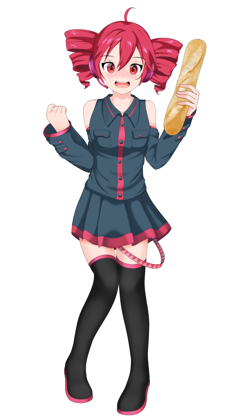 Safebooru - 1girl absurdres ahoge baguette bare shoulders black skirt black sleeves black ...