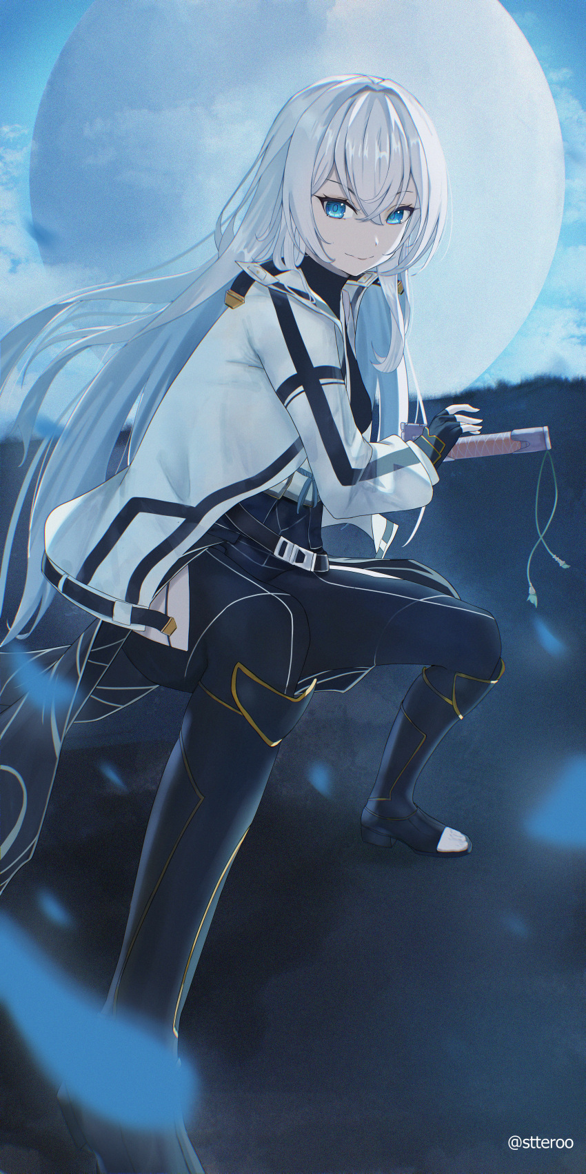 Safebooru - 1girl absurdres blue sky coat crossed bangs double-parted bangs eiyuu densetsu ...