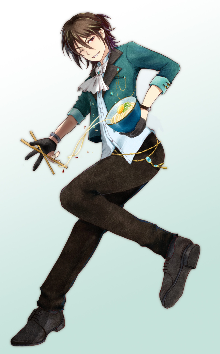 Safebooru - 1boy ascot black gloves black pants black shoes blazer brown hair bungou to ...