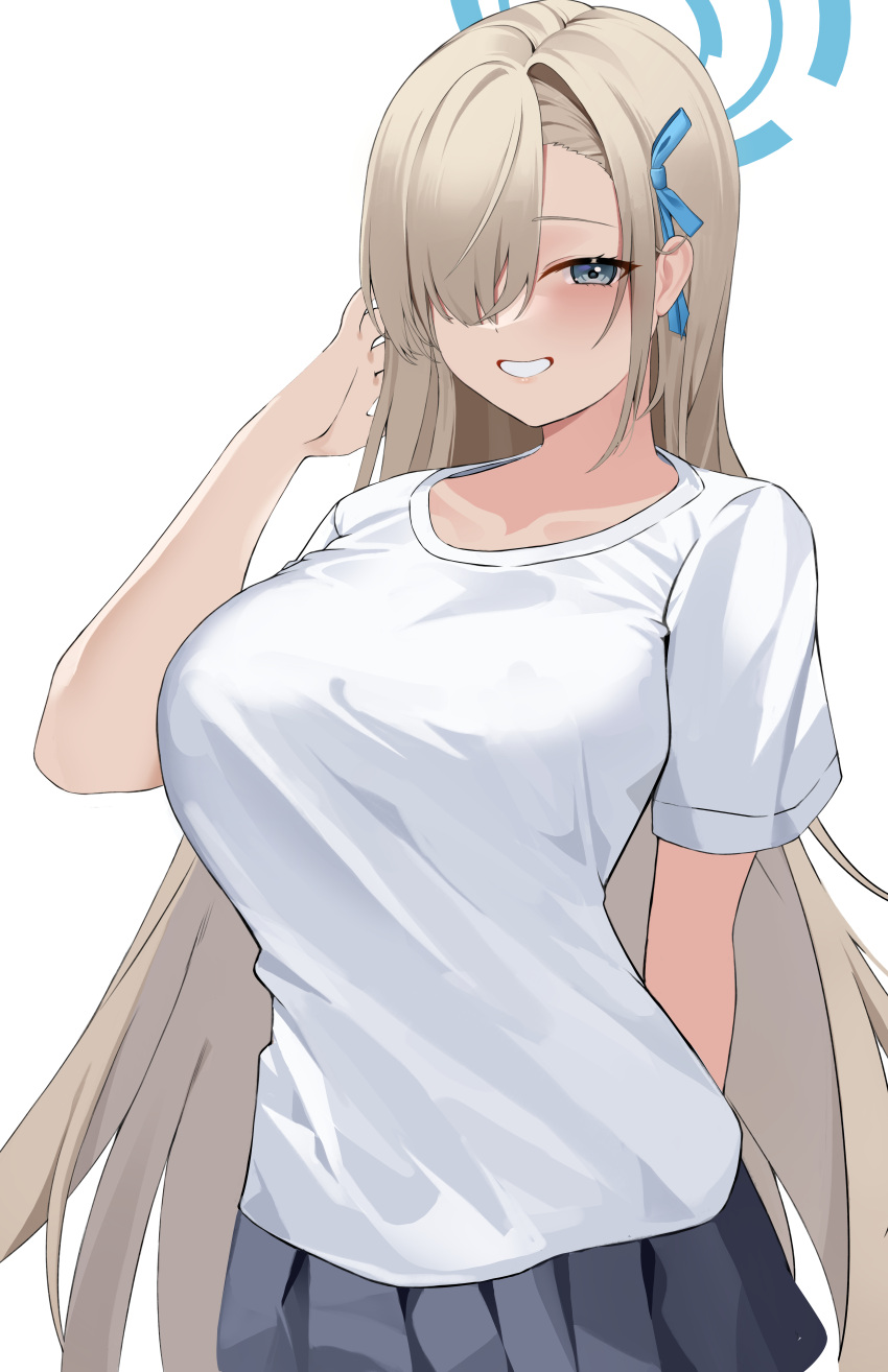 Safebooru - 1girl absurdres alternate costume arms behind back asuna (blue archive) black skirt ...