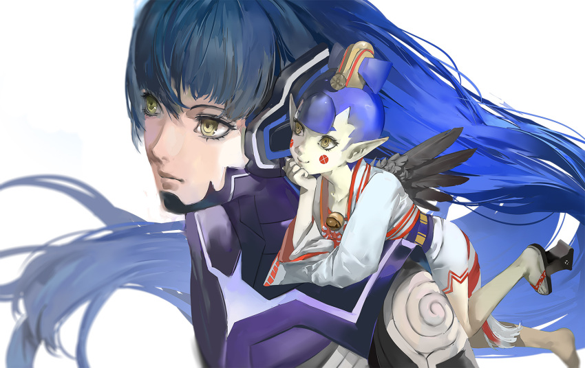 Safebooru - 1boy 1girl amanozako (megami tensei) androgynous black ...