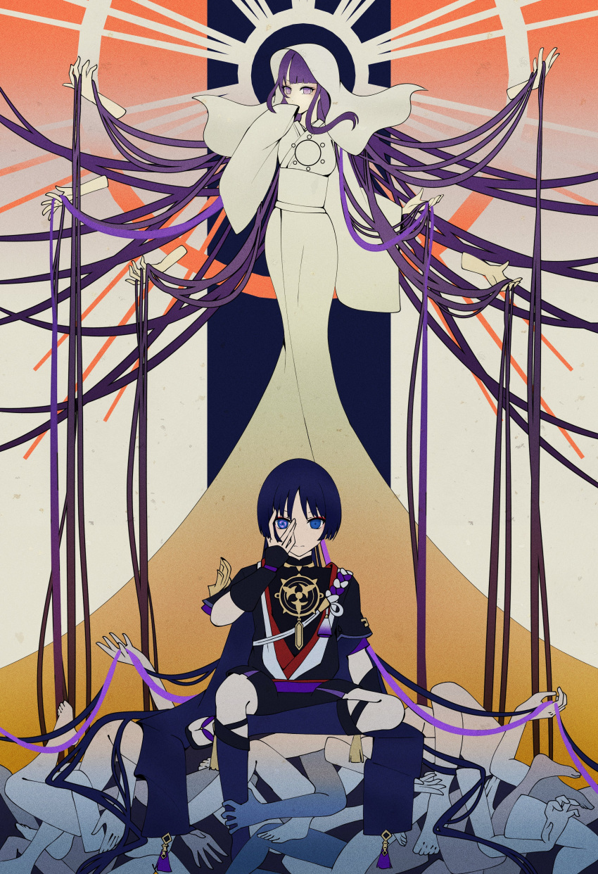 Safebooru - 1boy 1girl absurdres armor asymmetrical sidelocks black ...