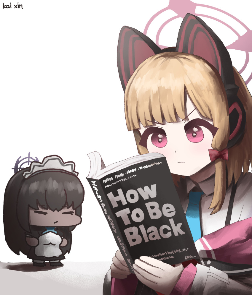 Safebooru - 2girls absurdres animal ear headphones animal ears blonde hair blue archive book cat ...