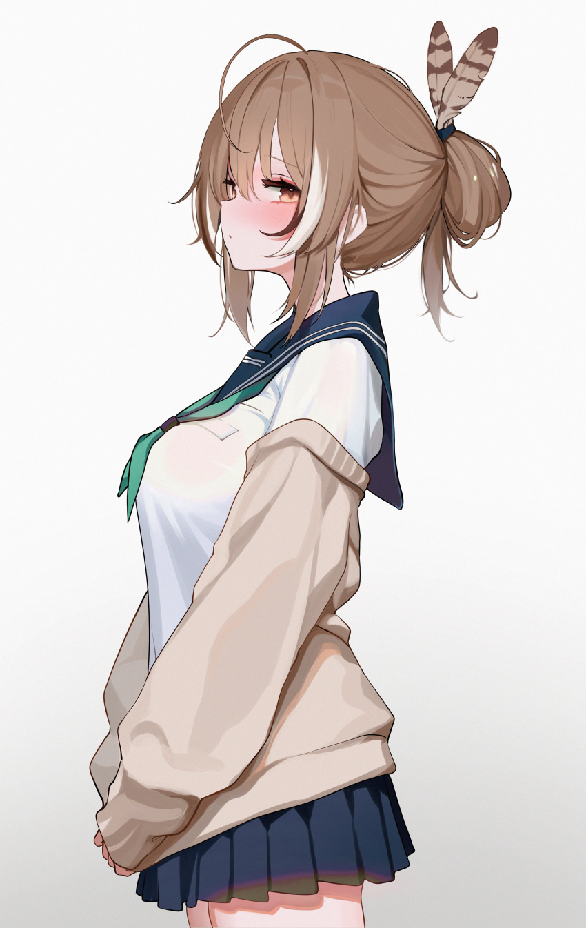 Safebooru - 1girl absurdres ahoge alternate costume alternate hairstyle black hair blue sailor ...