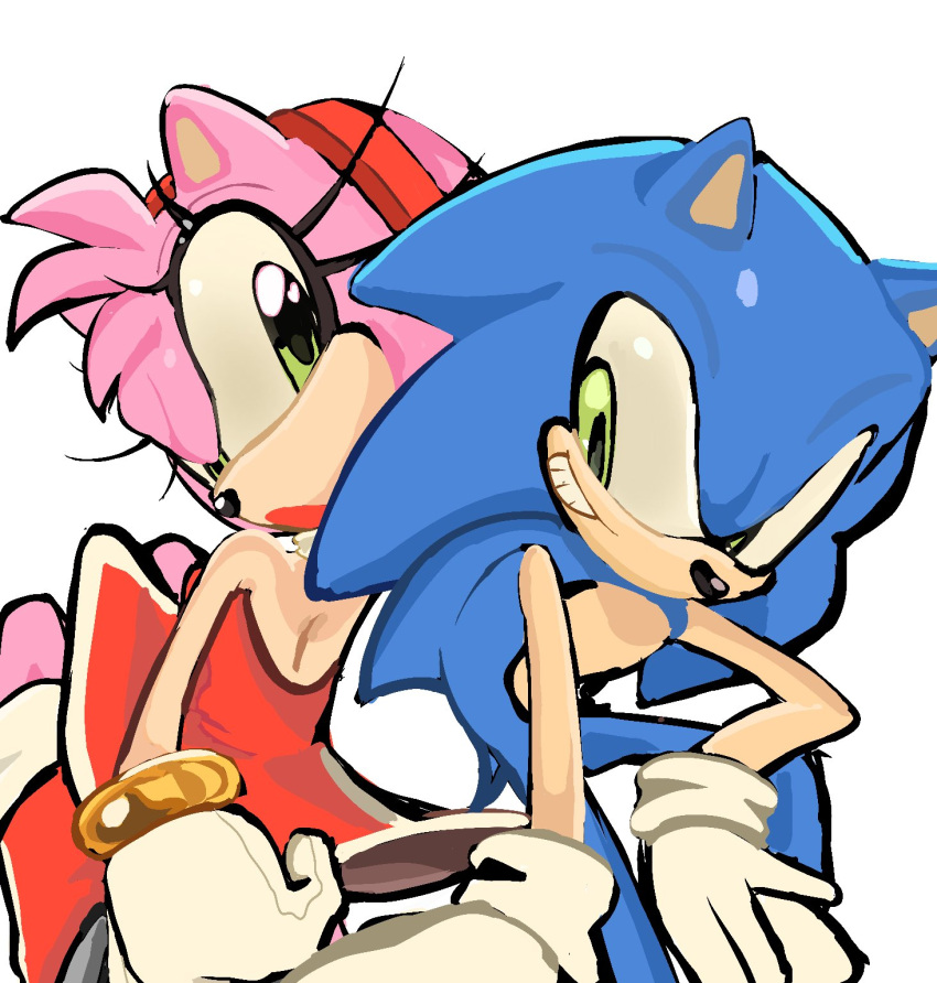 Safebooru - 1boy 1girl :o amy rose animal ears animal nose blue fur bracelet dress furry furry ...