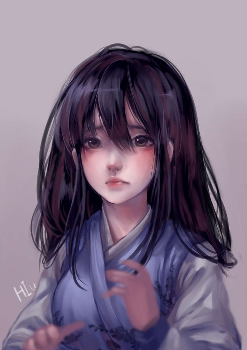 Safebooru - 1girl absurdres artist name bangs black hair blush brown eyes commentary request ...
