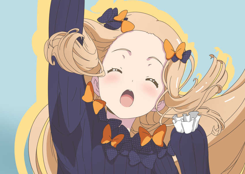 Safebooru - 1girl :d ^ ^ abigail williams (fate/grand order) absurdres adrenaline!!! arm up ...