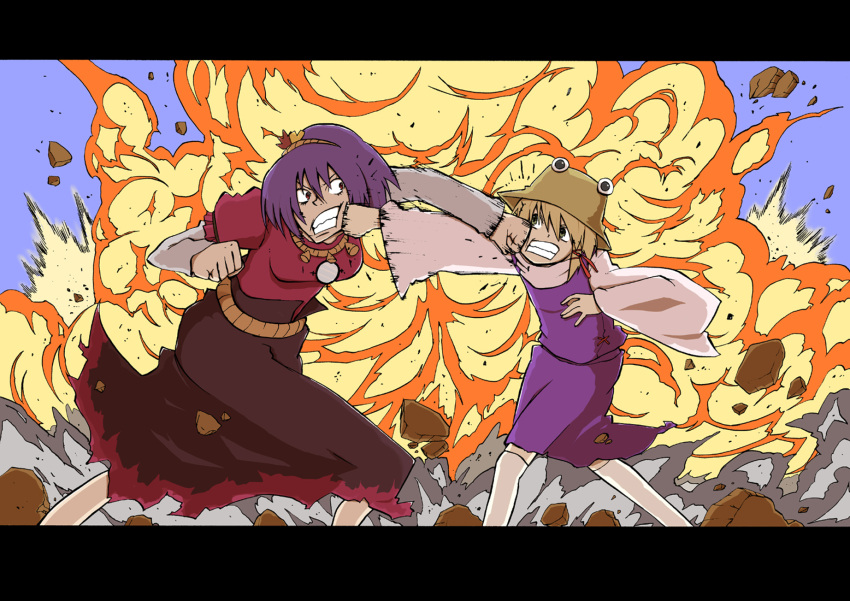 Safebooru - battle blonde hair clenched hands crosscounter explosion ...