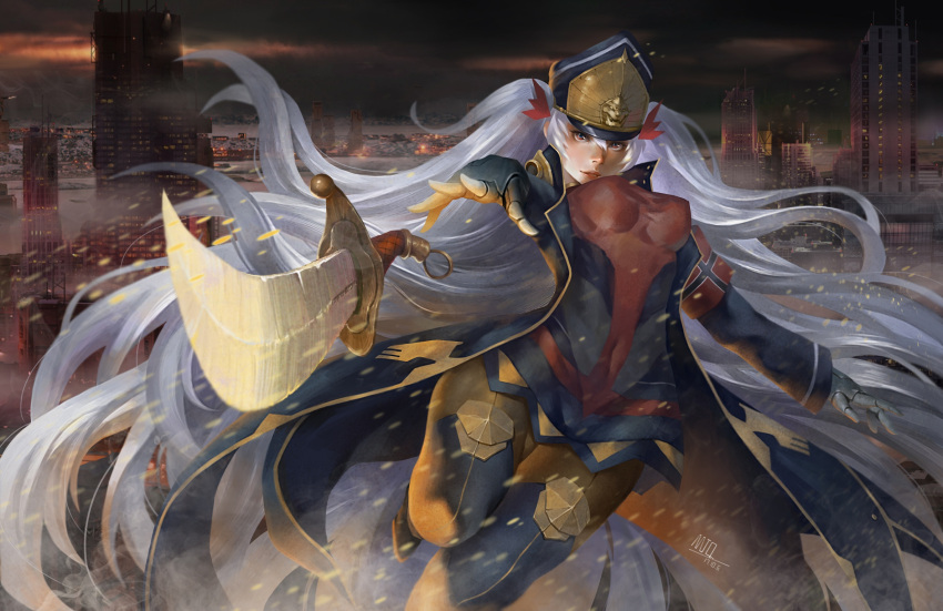 Safebooru - 1girl altair (re:creators) gauntlets hat highres long hair ...