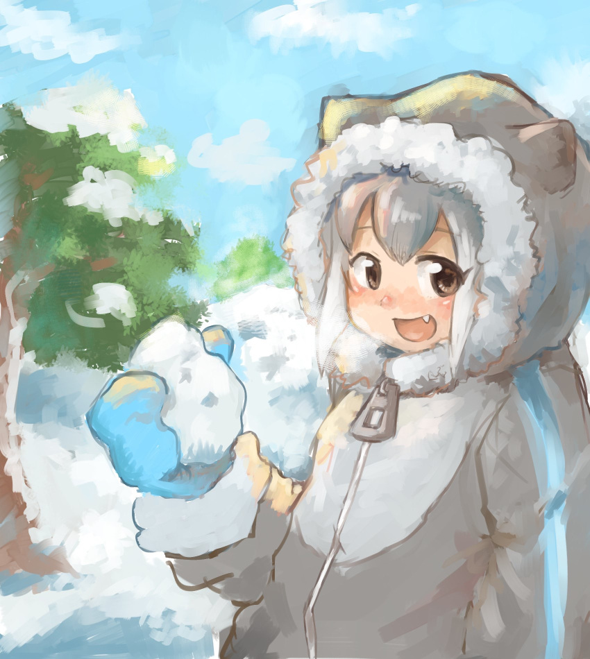 Safebooru - 04271999 alternate costume fang fur trim gloves highres ...