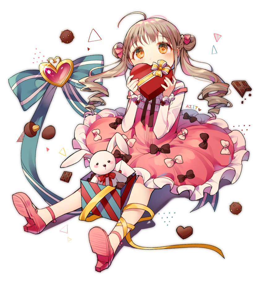 Safebooru - 1girl absurdres ahoge ankle lace-up artist name azit (down) blue bow blue ribbon ...