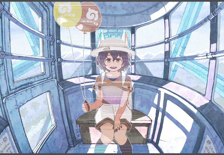 Safebooru - 1girl backpack bag balloon black hair black legwear ...