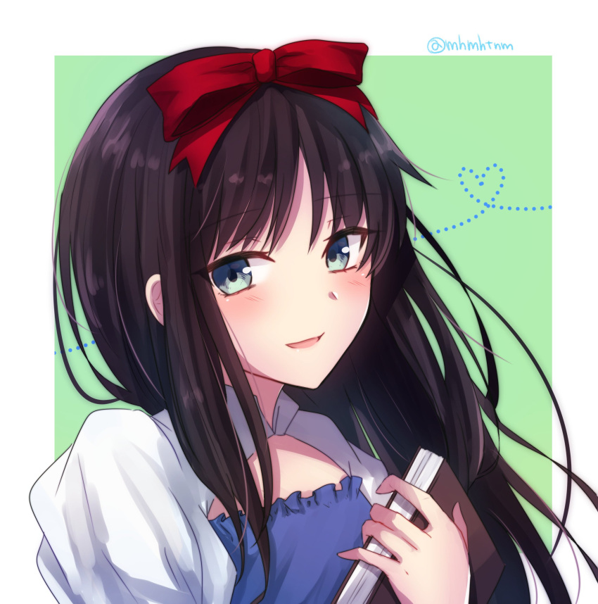 Safebooru - 1girl absurdres bangs black bow blue dress blue eyes blush ...