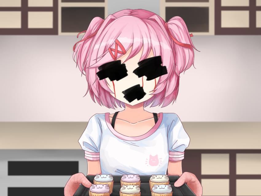 Safebooru - 1girl bangs blood blush collarbone cupcake doki doki ...