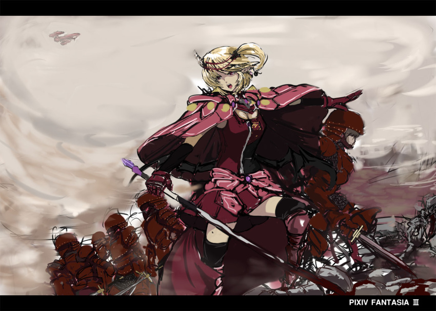 Safebooru - armor blonde hair cape greaves helmet kanato letterboxed ...