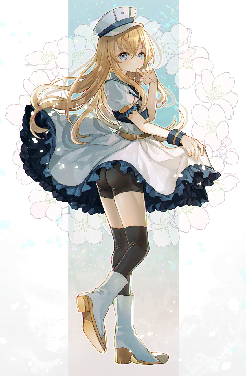 Safebooru - 1boy abandon ranka black legwear blonde hair blue eyes boots cherry blossoms dress ...