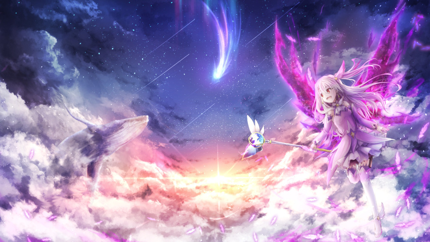 Safebooru - 1girl boots clouds cloudy sky comet commentary request ...