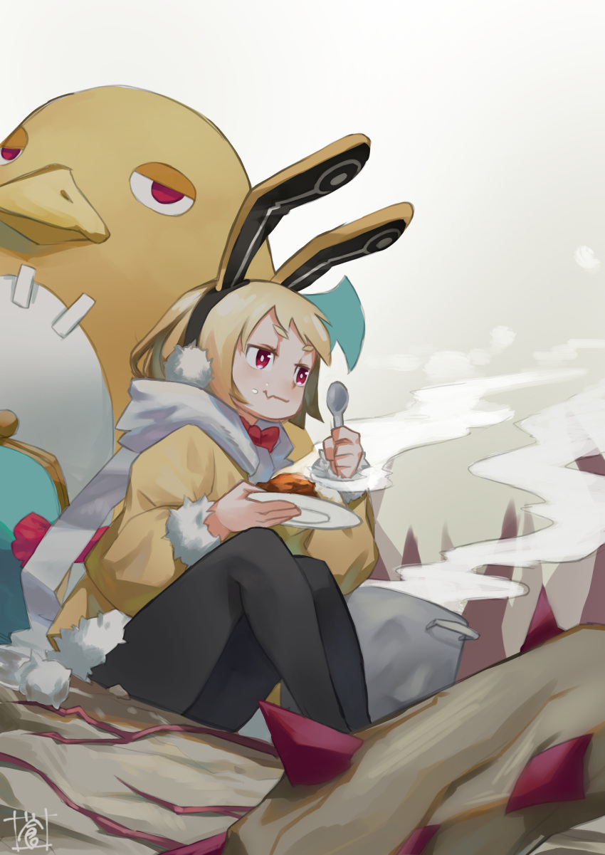 Safebooru - 1girl absurdres animal ears black legwear blonde hair curry ...