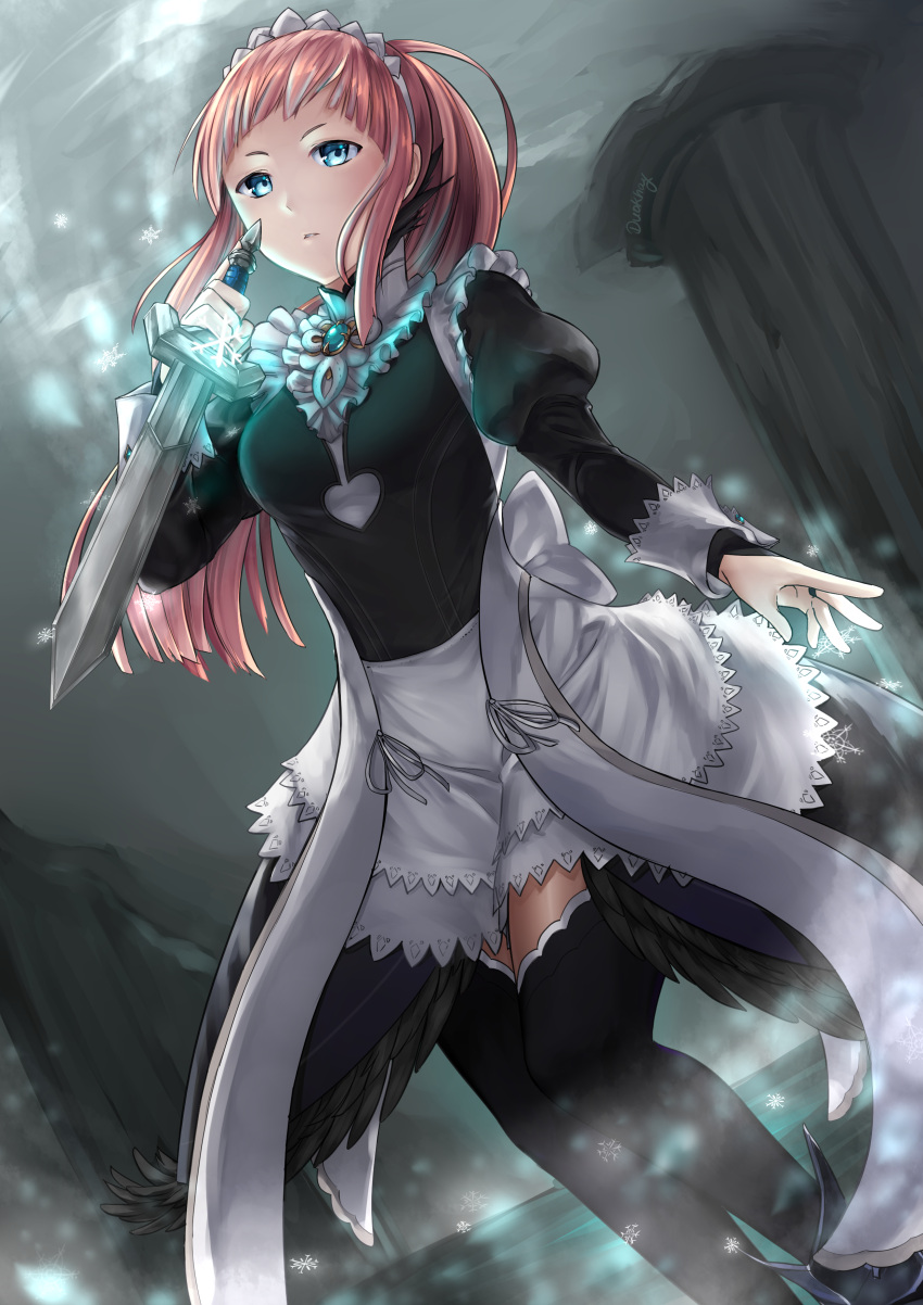 Safebooru - 1girl absurdres apron blue eyes dagger duokhay felicia ...