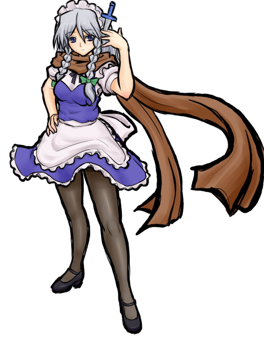 Safebooru - highres izayoi sakuya knife kuro suto sukii pantyhose scarf ...