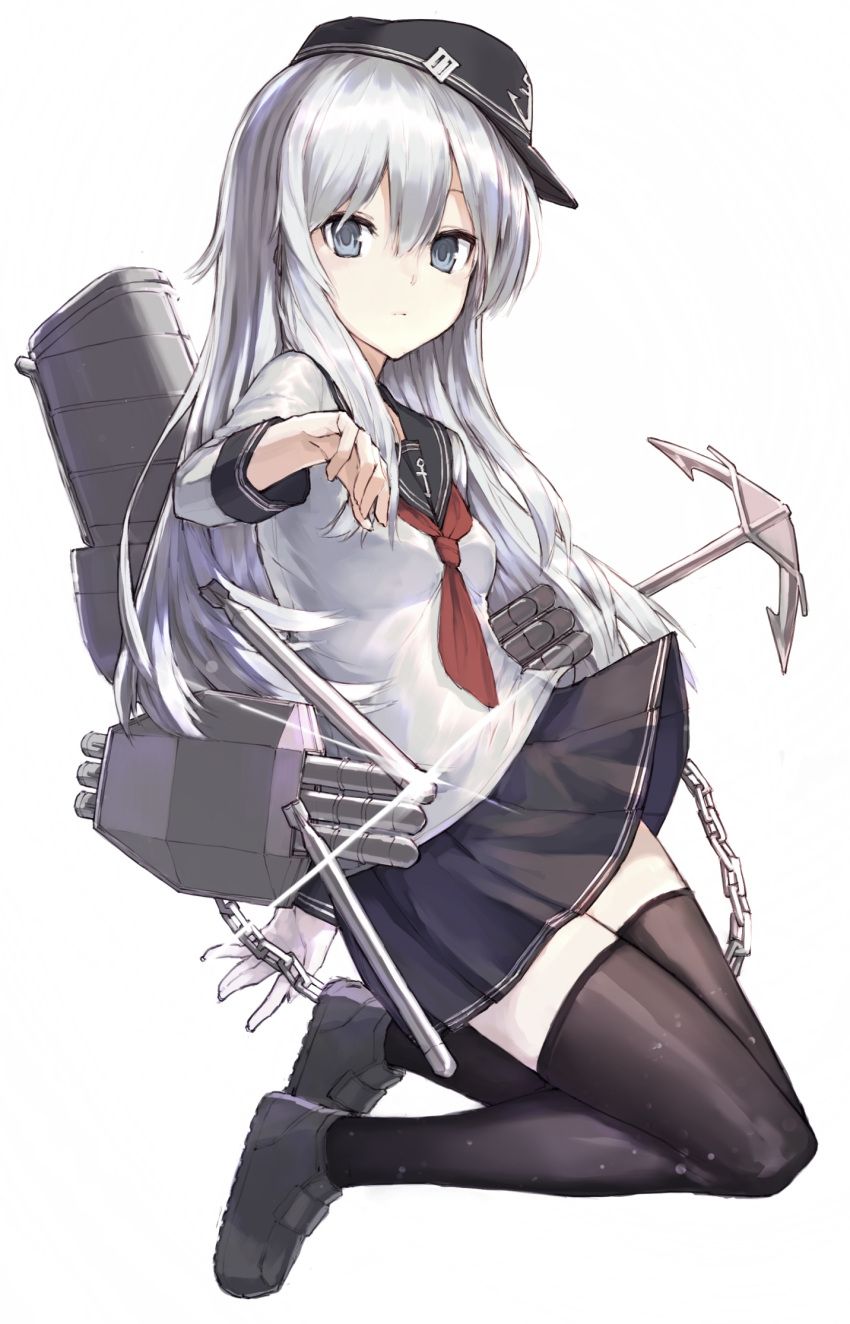 Safebooru - 1girl air qe anchor anchor symbol black legwear black sailor collar black skirt blue ...