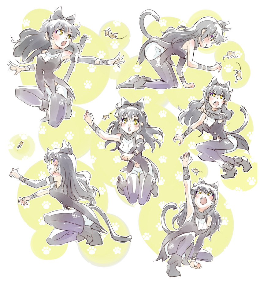 Safebooru 1girl Black Hair Blake Belladonna Bow Cat Tail Commentary 5046