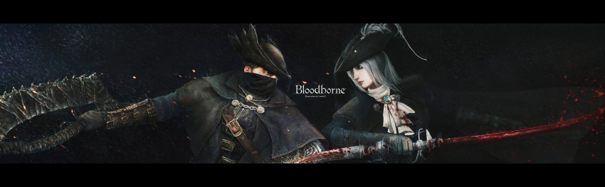 Safebooru - 1boy absurdres artist name belt black hair blood bloodborne blue eyes brown cape ...