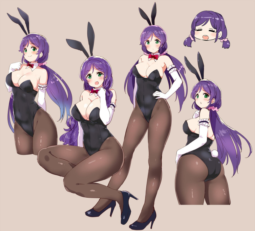 Safebooru - 1girl animal ears black legwear black leotard bow bowtie breasts bunny tail ...