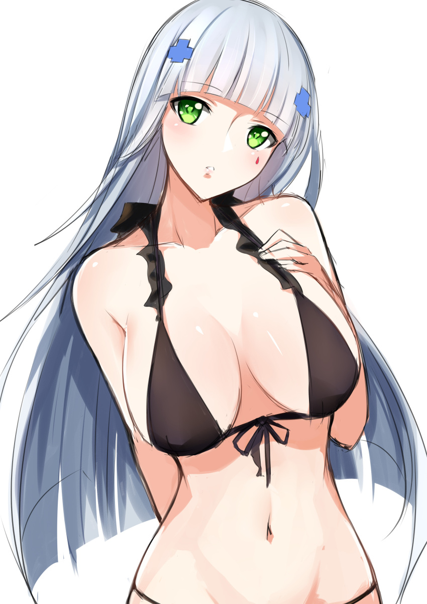 Safebooru - 1girl absurdres alternate costume arm behind back bangs bikini black bikini blunt ...