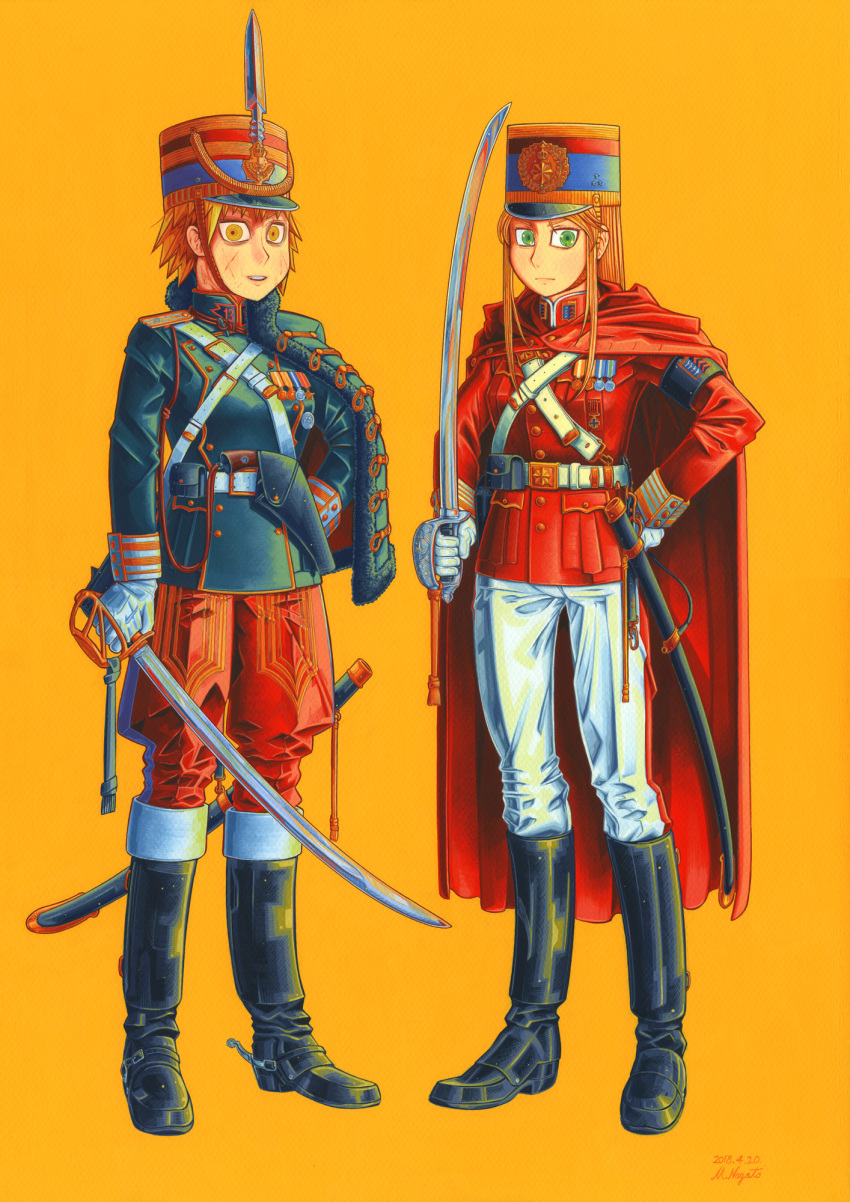 Safebooru - 2girls acrylic paint (medium) armband belt belt buckle black footwear blonde hair ...