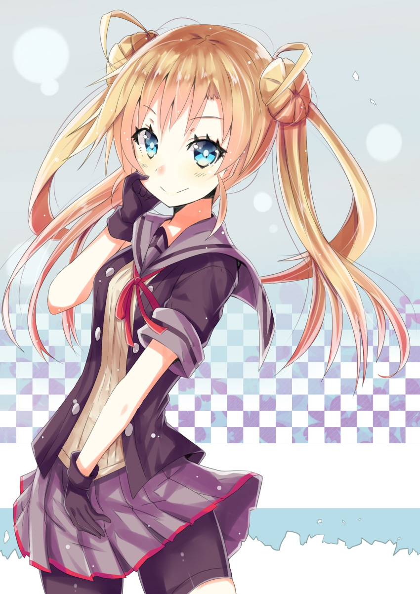 Safebooru - 1girl abukuma (kantai collection) bangs bike shorts black gloves black jacket black ...