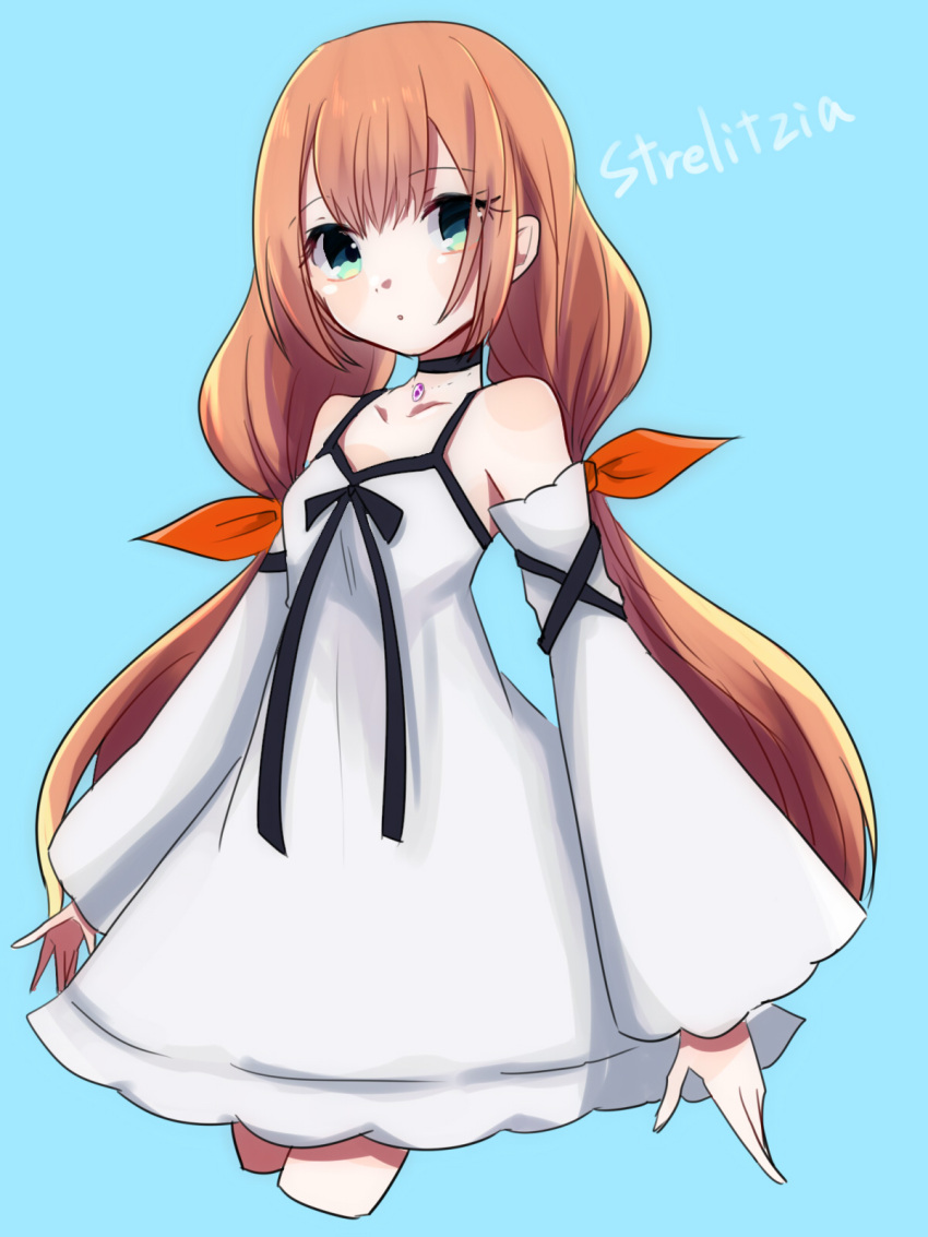 Safebooru - 1girl :o aqua eyes bangs black choker black ribbon blue ...