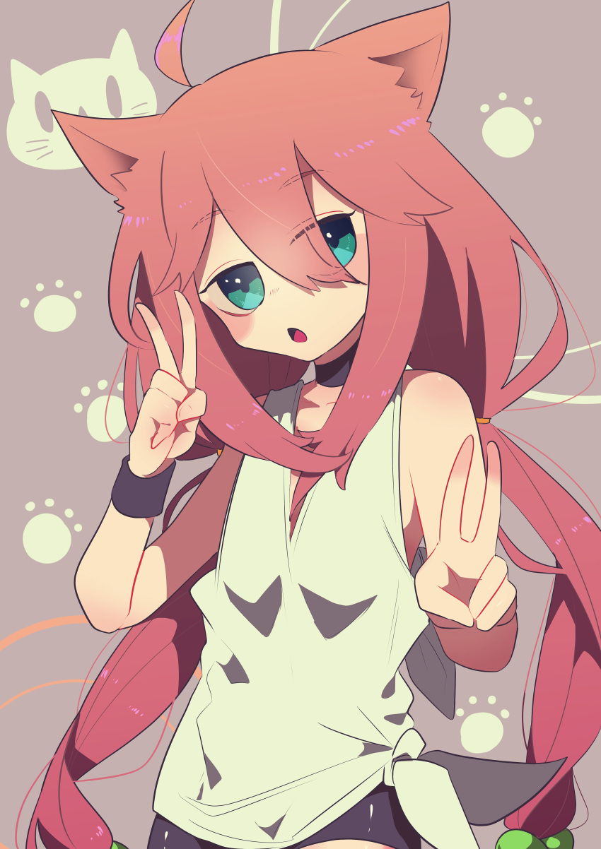 Safebooru - 1girl absurdres ahoge animal ears aqua eyes bangs bare shoulders bike shorts black ...