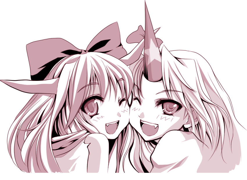 Safebooru - blush cheek to cheek horn horns hoshiguma yugi hoshiguma ...