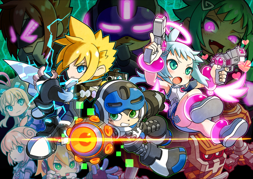 Safebooru - 4boys 5girls ahoge android arm cannon azure striker gunvolt ...