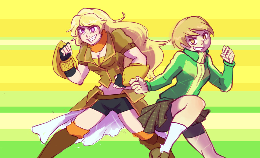 Safebooru - absurdres ahoge asymmetrical legwear belt bike shorts black gloves black shorts ...