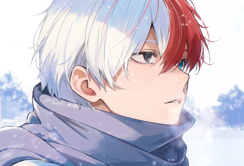 Safebooru - 1boy blue eyes boku no hero academia grey eyes grey scarf ...