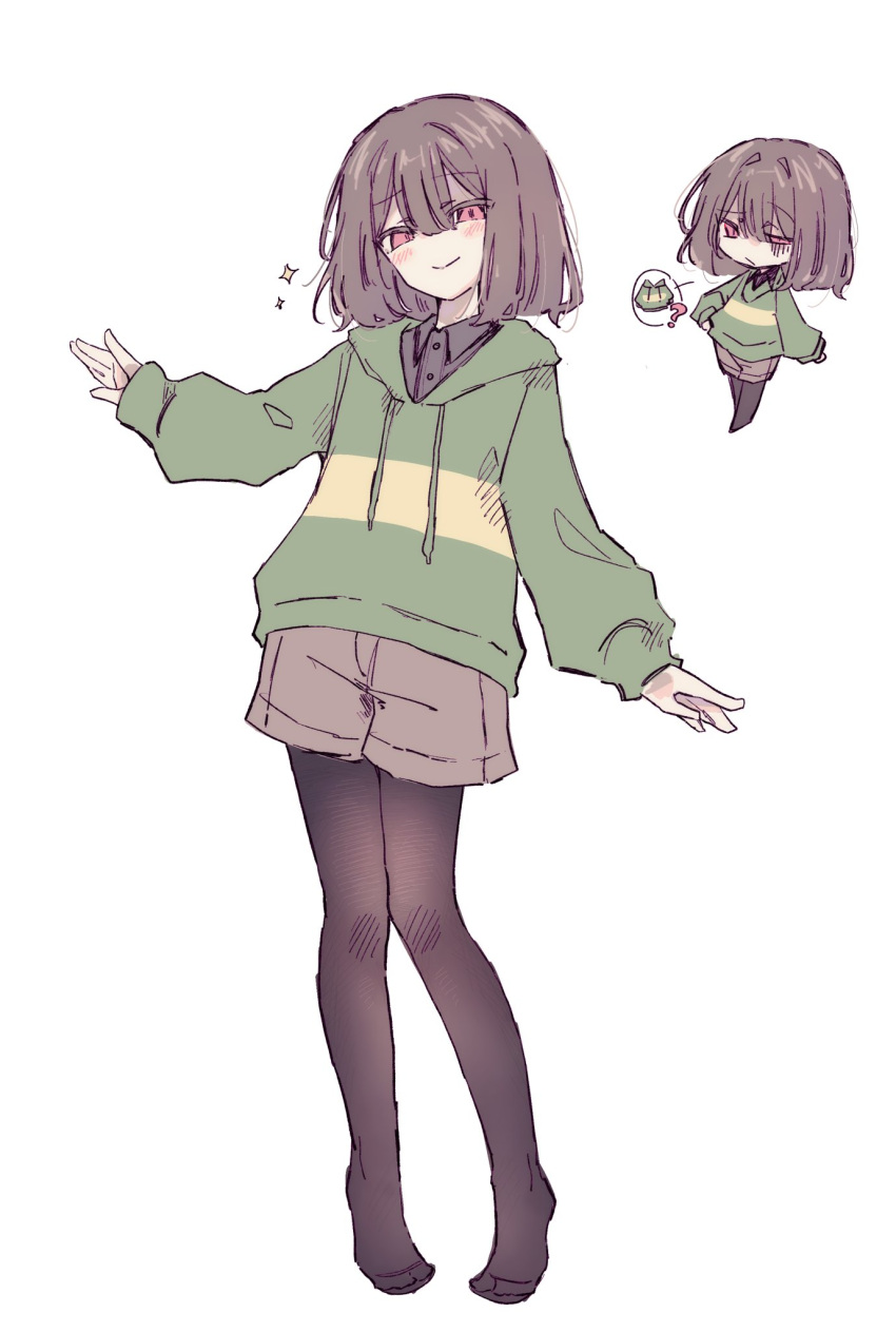 Safebooru - 1other ? black pantyhose brown hair brown shorts chara ...