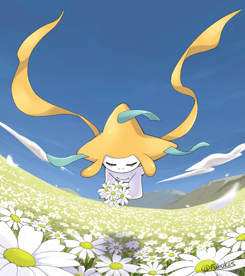 Safebooru - closed eyes closed mouth clouds commentary request day ...