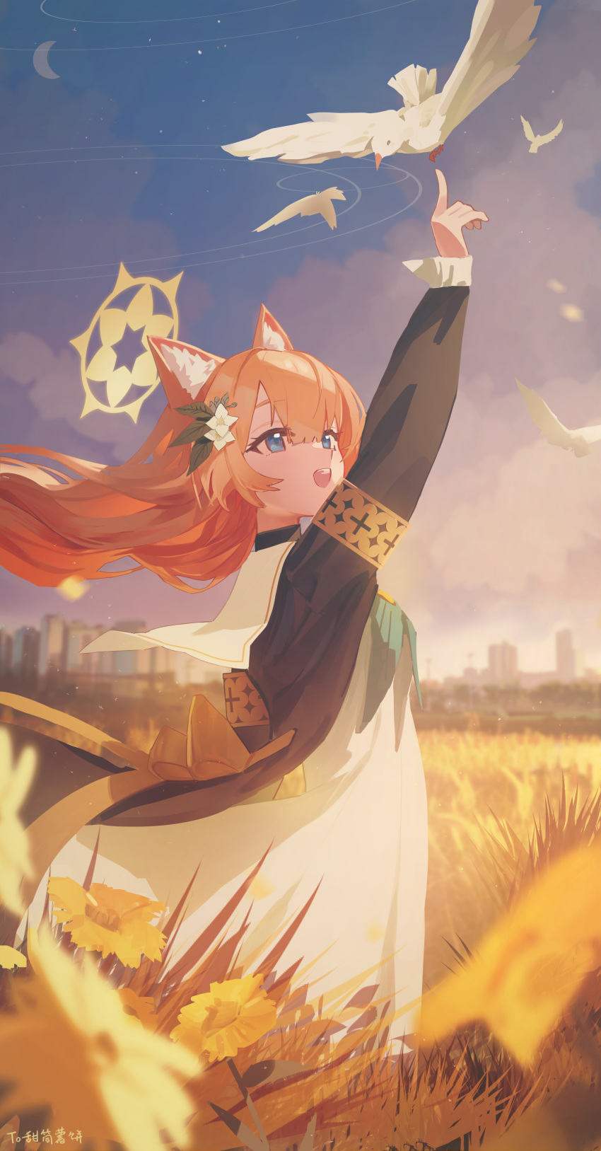 Safebooru - 1girl absurdres animal ear fluff animal ears bird black ...