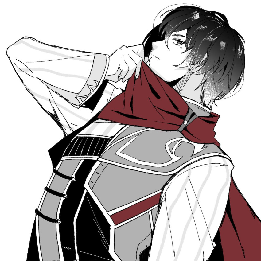 Safebooru - 1boy adol christin black hair commentary request greyscale ...