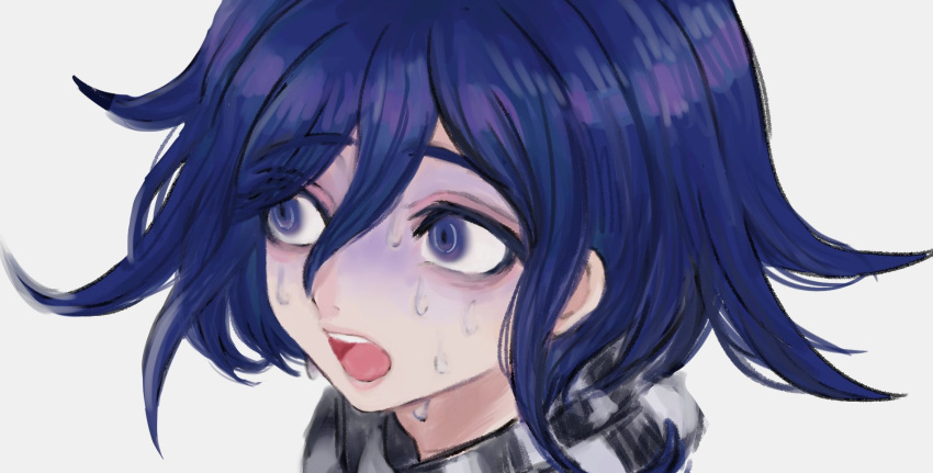 Safebooru - 1boy :o bangs blue hair checkered clothes checkered scarf danganronpa (series ...