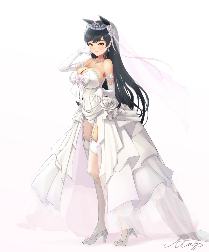 Safebooru - 1girl animal ears atago (azur lane) azur lane bangs bare shoulders black hair blush ...