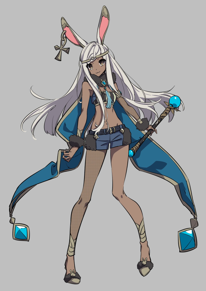 Safebooru - 1girl :3 animal ears ankh bare shoulders brown eyes cape circlet closed mouth ...