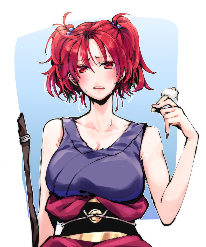 Safebooru - 1girl bangs bare arms bare shoulders black sash blue background blue dress blush ...