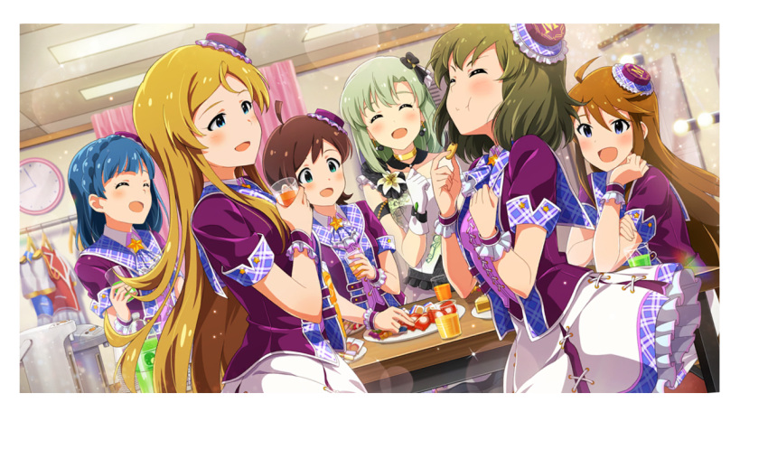 Safebooru - blush brown hair closed eyes dress green hair group ...
