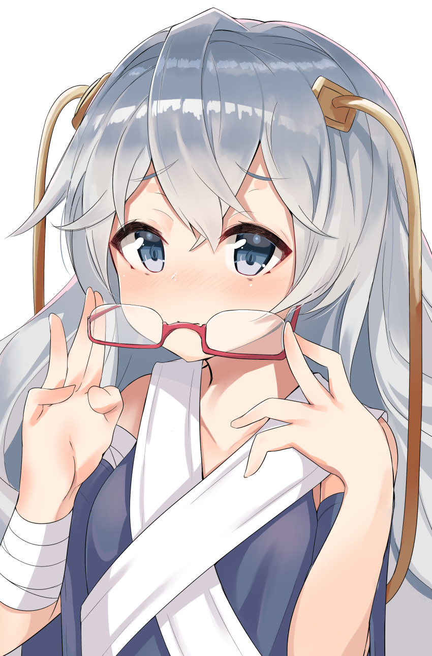 Safebooru - 1girl absurdres bandage bandaged arm bandages bangs bare shoulders blue dress blue ...